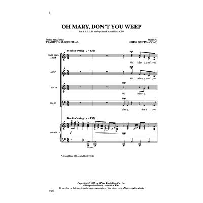 Oh Mary dont you weep - Notenbuch.de