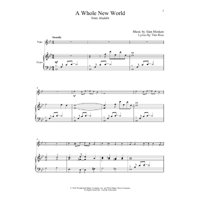 A Whole New World from Aladdin Alan Menken Tim Rice - Notenbuch.de