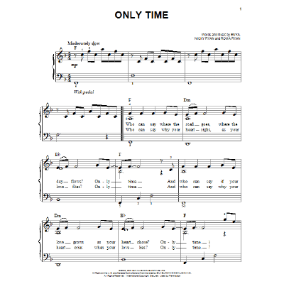 Only Time Enya - Notenbuch.de