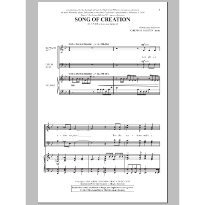 Song Of Creation Joseph M Martin - Notenbuch.de