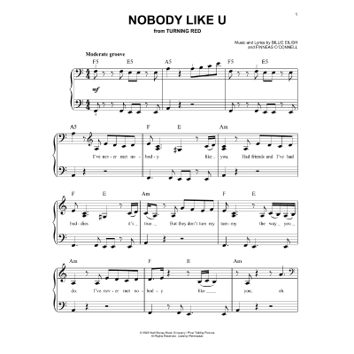 Nobody Like U from Turning Red 4TOWN - Notenbuch.de